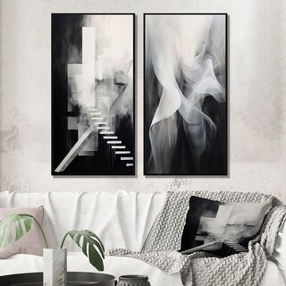 Designart "Stairway To Afterthoughts Minimal Black And White" Abstract ...