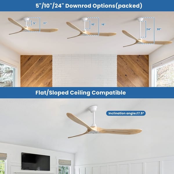 Sofucor 52''/60" Large Ceiling Fan without Lights, Remote Control and ...