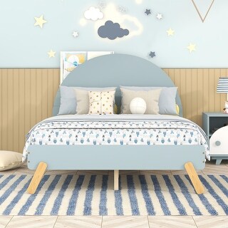 Wooden Full Size Toddler Bed with Curved Headboard for Kids - Bed Bath ...