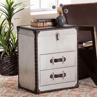 Calidore Vintage Silver Metal 2-Drawer End Table - Bed Bath & Beyond ...