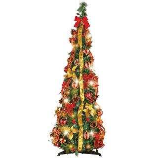 LED Lighted Pop-Up Tree with Decorative Ornaments - 15.130 x 14.880 x 5 ...