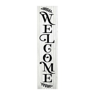 Black and White Welcome Vertical Wood Print Sign 5.5" x 24" - Bed Bath ...