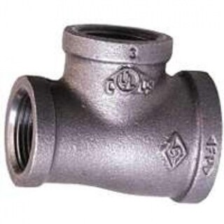 Worldwide B130R 25X20X15 Malleable Reducing Tee, 1"x3/4"x1/2", Black ...