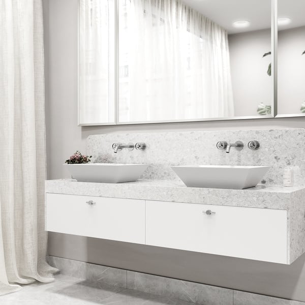 VIGO Vinca Matte Stone Vessel Bathroom Sink with Cass Wall Mount ...