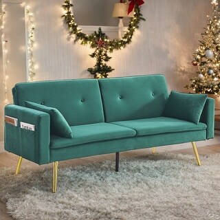 72.5" Modern Convertible Adjustable Velvet Sofa Bed,Folding Lounge ...