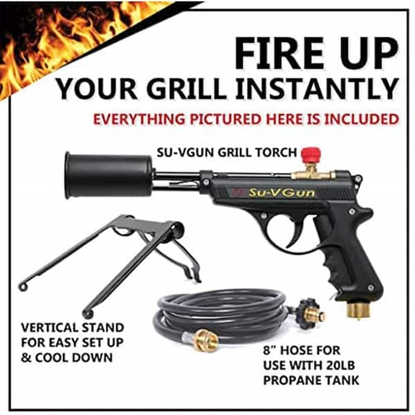 GrillBlazer SU-VGun Propane Torch Gun Set with 8 Inch Fuel Hose and ...