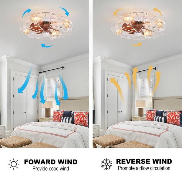 Fandalere Fans Caged Ceiling Fans With Lights Flush Mount,Low Profile ...