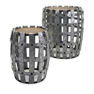 IMAX Home 14091-2 Moxly Two Piece Wood Top Galvanized Iron End Table ...