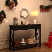 Ail Console Table with Storage Shelf Rattan Sofa Table Entry Table for ...