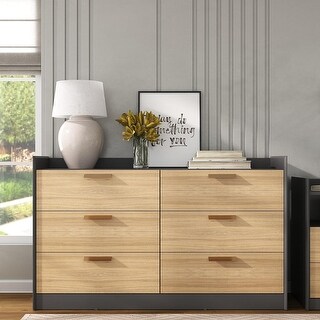 Modern Chic 6-Drawer Dresser Featuring Bronze Handles - Bed Bath ...