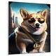 Designart 'Pembroke Welsh Corgi Gangster In NYC II' Animals Dog Corgi ...
