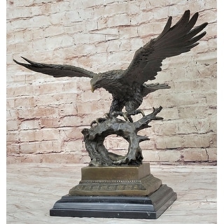 Bronze Eagle Hawk Falcon Osprey Garden Park Zoo Statue Marble Base ...
