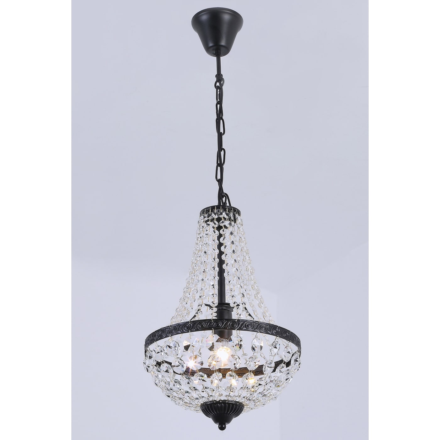 Black 1-Light Vintage Clear Crystal Design Pendant Lighting Fixture ...