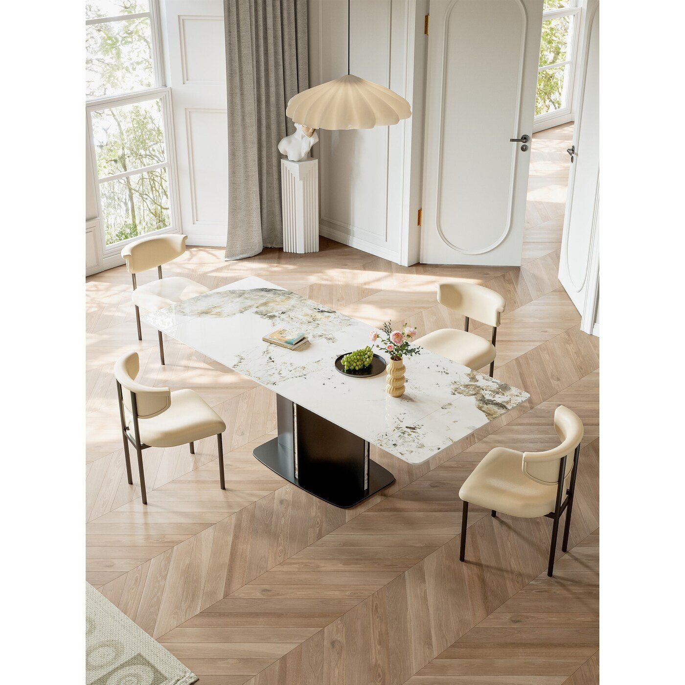 Lesly Modern Oval White 55.11 in. Dining Table (4 Seats) - 55.11 ...