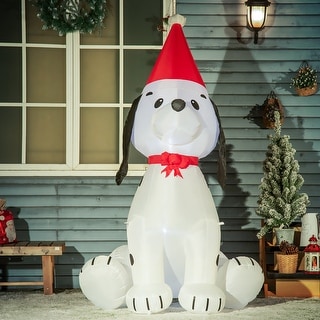6ft Christmas Inflatables Outdoor Decorations Puppy Dog Wearing a Santa ...