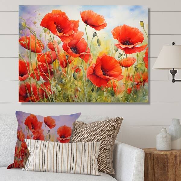 Designart "Radiant Red Poppies Pulse " Poppies Wall Art - Bed Bath ...