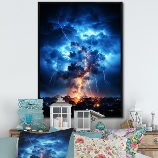 Designart "Lightning Electrifying Moment" Lightning Framed Canvas ...
