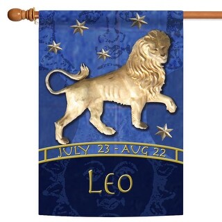 Blue and Gold Leo Zodiac Outdoor House Flag 40" x 28" - Bed Bath ...