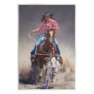Stupell Rodeo Cowgirl & Lasso Wall Plaque Art Design by © David Kiehm ...