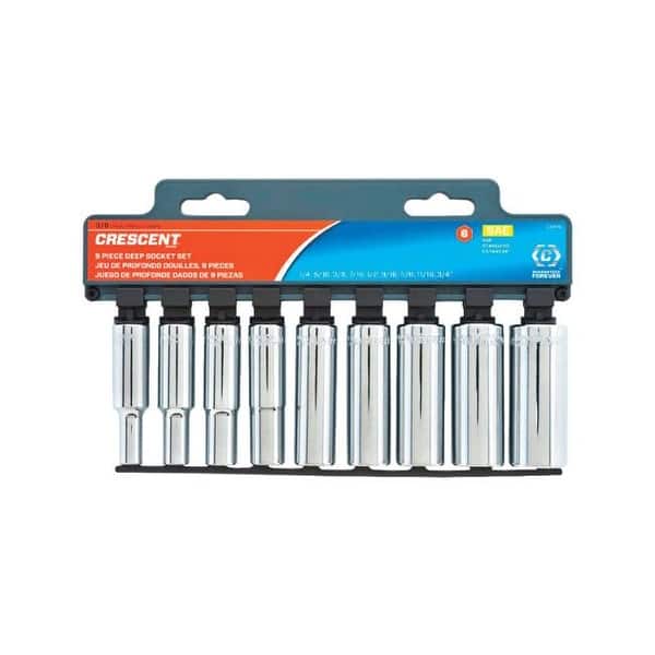 Crescent x 3/8 in. drive SAE 6 Point Deep Well Socket Set 9 pc. - 1 x 8 ...