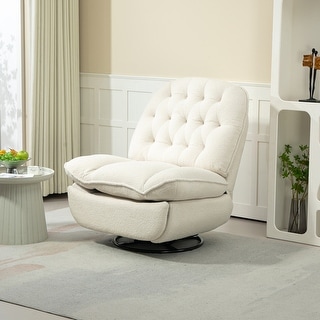 Beige 360° Swivel Recliner Adjustable Chair Chenille Glider Swivel ...