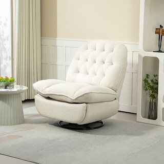 Beige Oversized Chenille Swivel Glider Rocker Recliner with Footrest ...