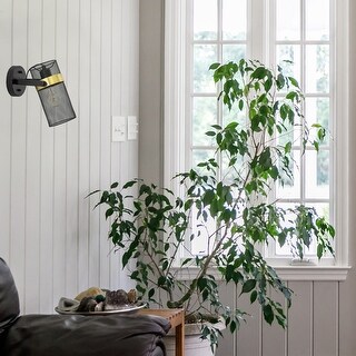 Grayson River of Goods Black Painted Metal Mesh Drum Shade Wall Sconce ...