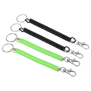 6.7" Spiral Retractable Spring Coil Keychain, 4 Pack Key Ring - Black ...