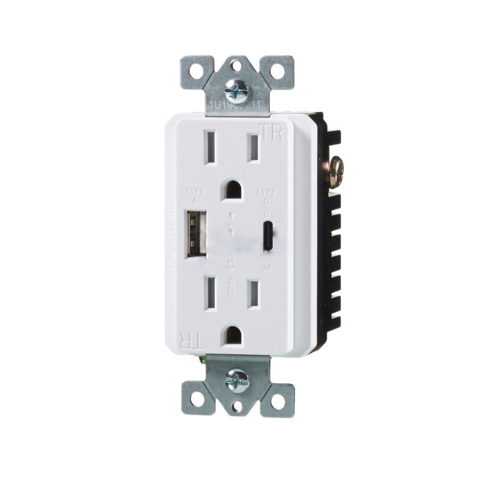 20 AMP Rectangle Ivory Electrical GFCI Receptacle Plastic American ...