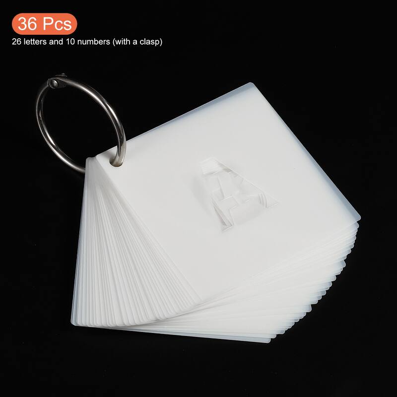 Letter Number Stencils Alphabet Templates Set with Ring White 36pcs ...