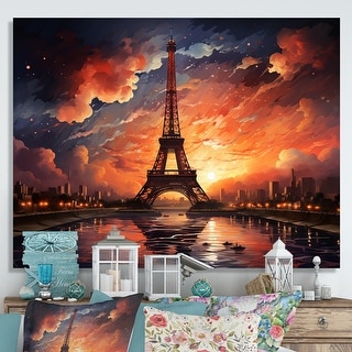 Designart "Majestic Sunset By The Eiffel Tower In Paris" City Paris ...