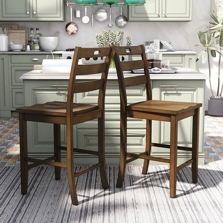 Rangel Rustic Wood Ladder Back Counter Height Chairs by Furniture of ...