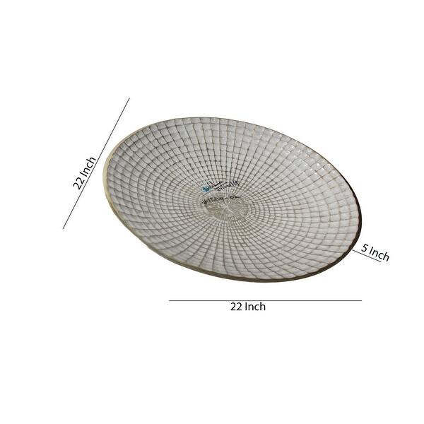 Round Metal Plate with Hammered Details,Set of two,White and Champagne ...