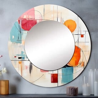 Designart "Colorful Mid Century Abstract Fusion III" Mid-century Round ...