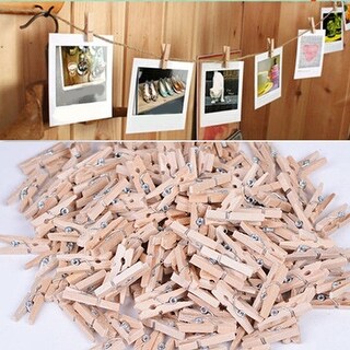 50 Pcs Mini Wooden Cloth Photo Paper Peg Ui Clothespin Craft Clips Memo ...