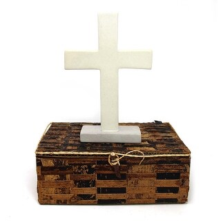 Soapstone Traditional Standing Cross in Banana Fiber Storage Box - Bed ...