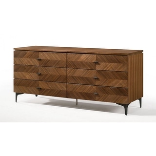 HomeRoots 63" Walnut Manufactured Wood Six Drawer Double Dresser - Bed ...