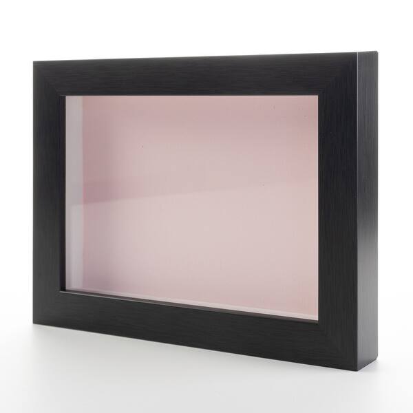 Charcoal 24x36 Wood Shadow Box with Pink Acid-Free Backing - With 5/8 ...
