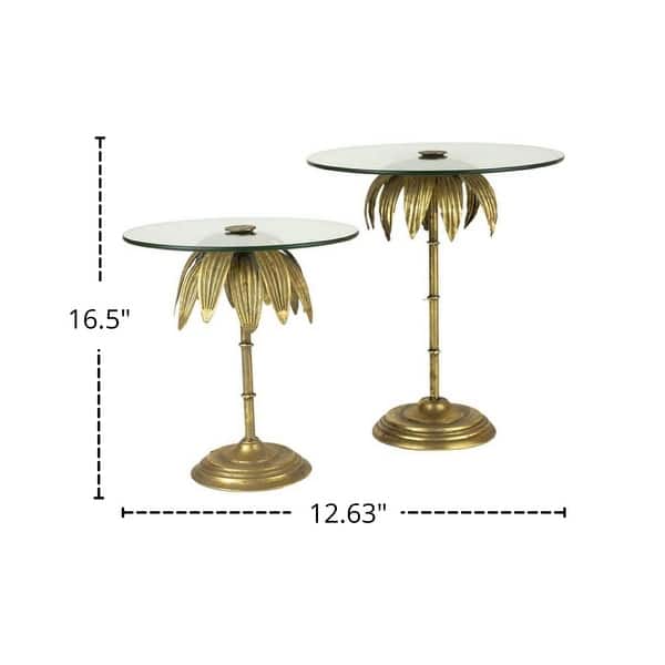 Set of Two Palm Tree Display Stands With Glass Tops - Bed Bath & Beyond ...