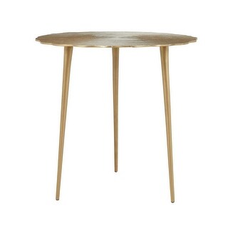 Tia 24 Inch Modern Accent End Table, Solid Aluminum, Tapered Legs, Gold ...