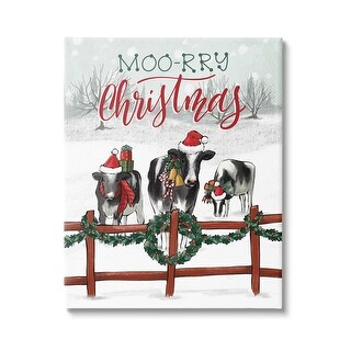 Stupell Moo-rry Christmas Holiday Snowy Cows Canvas Wall Art by Caverly ...