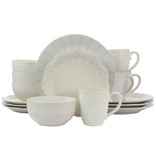 Spring Wedding 16 Piece Round Stoneware Dinnerware Set in White - Bed ...