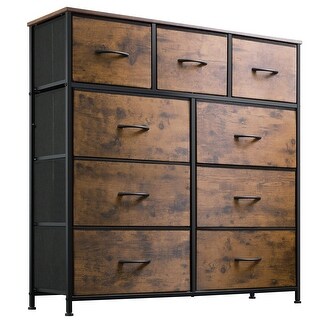 Fabric Dresser for Bedroom with 9 Drawers, Tall Chest of Drawers ...