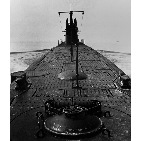Looking Forward Along The Deck Of US Submarine During World War 2 ...