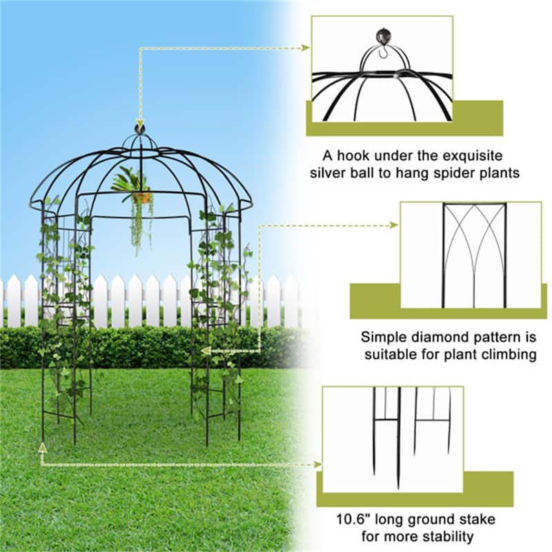 Courtyard Wrought Iron Gazebo Arch - Overstock - 39040576