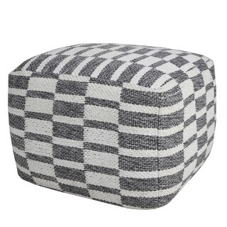 18" White and Gray Checkered Square Pouf Ottoman - Bed Bath & Beyond ...