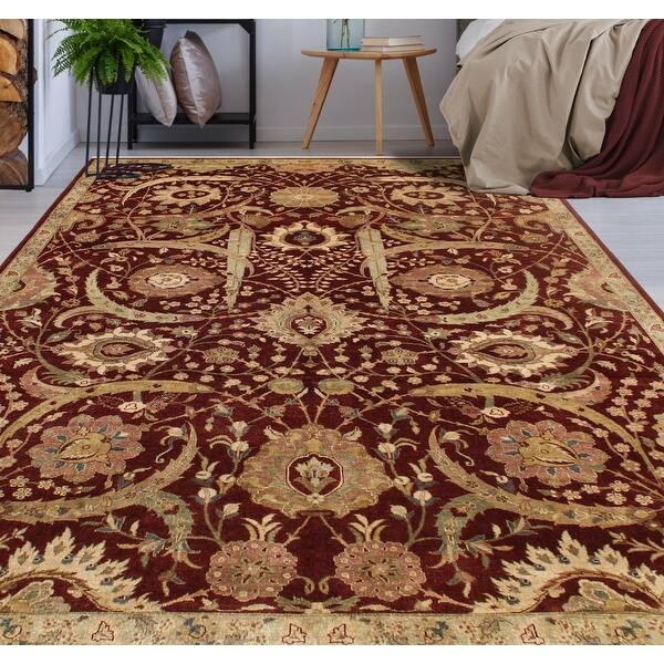 Noori Rug Turkish-Knotted Ankara Ardolf Burgundy/Green Rug - 8'0" x 10 ...