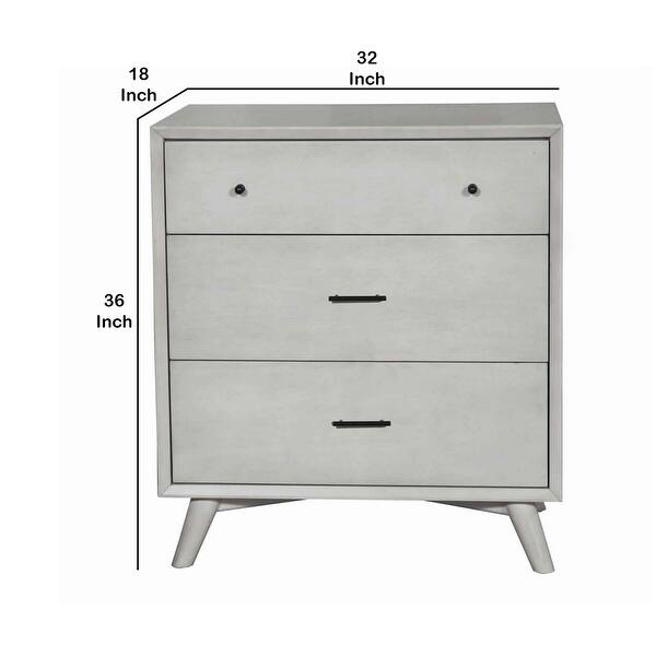 3 Drawer Mid Century Modern Wooden Chest with Splayed Legs, Small, Gray ...