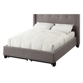 Adams Low Profile California King Bed, Tufted Linen, Wide Storage, Gray ...