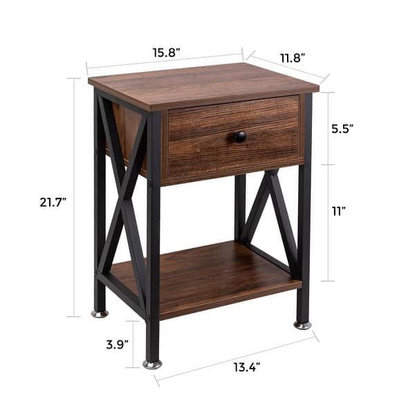 Open Bedside Table with Drawer - Suitable for Bedrooms and Living Rooms ...